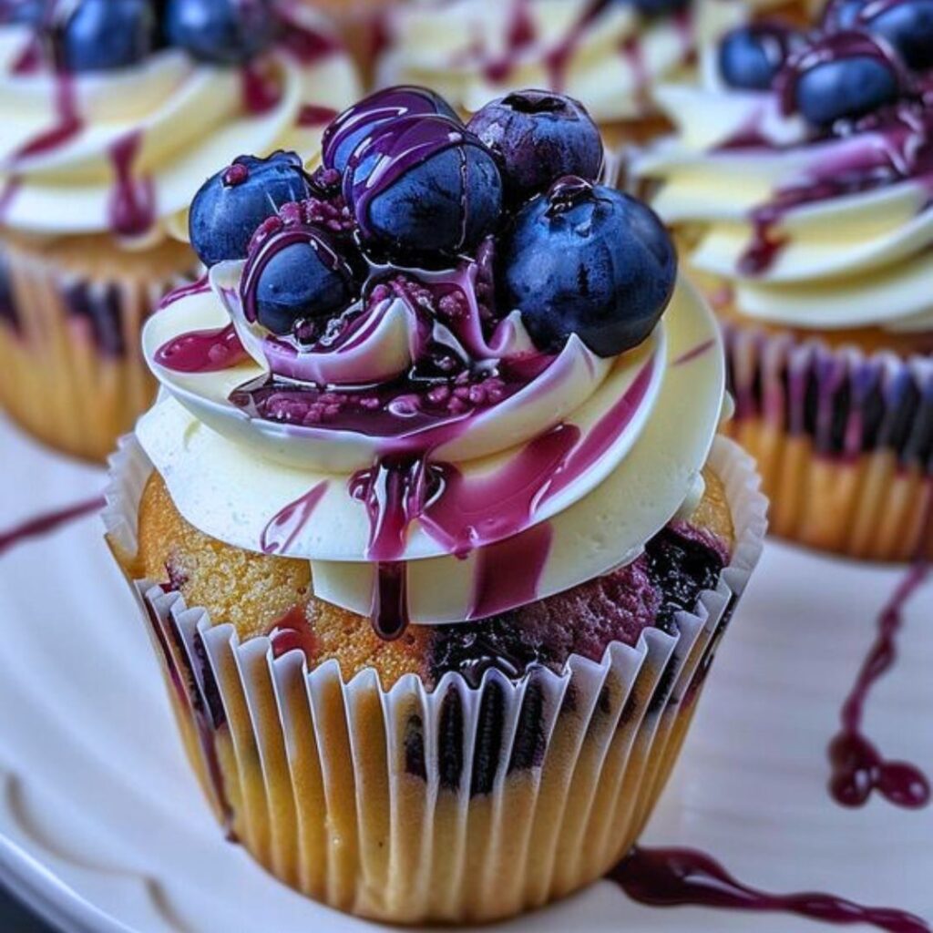🫐🍫 White Chocolate Blueberry Cheesecake Cupcakes 🍫🫐 - EASY TO COOK